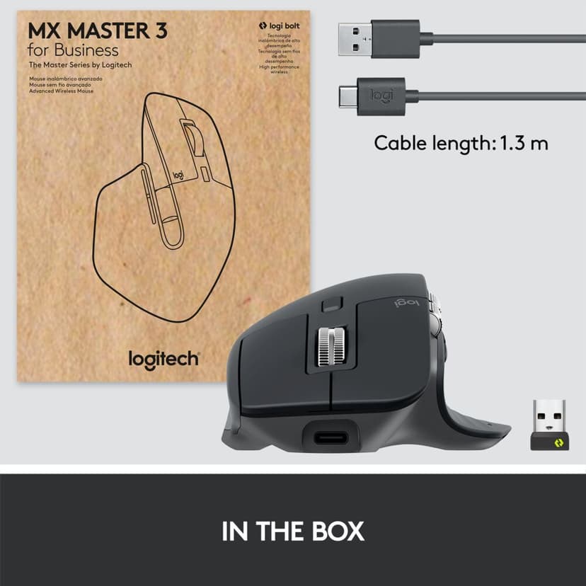 Logitech MX Master 3S for Business Trådlös RF + Bluetooth (910-006582)