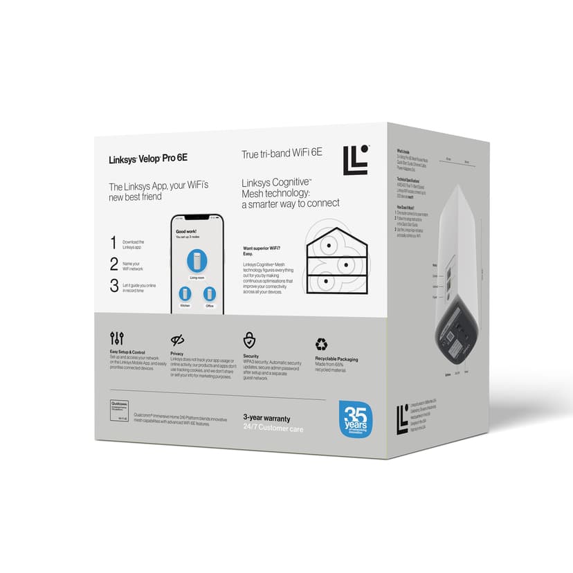 Linksys Velop Pro 6E Mesh WiFi 6E True Tri‑Band-system (MX6203-KE)
