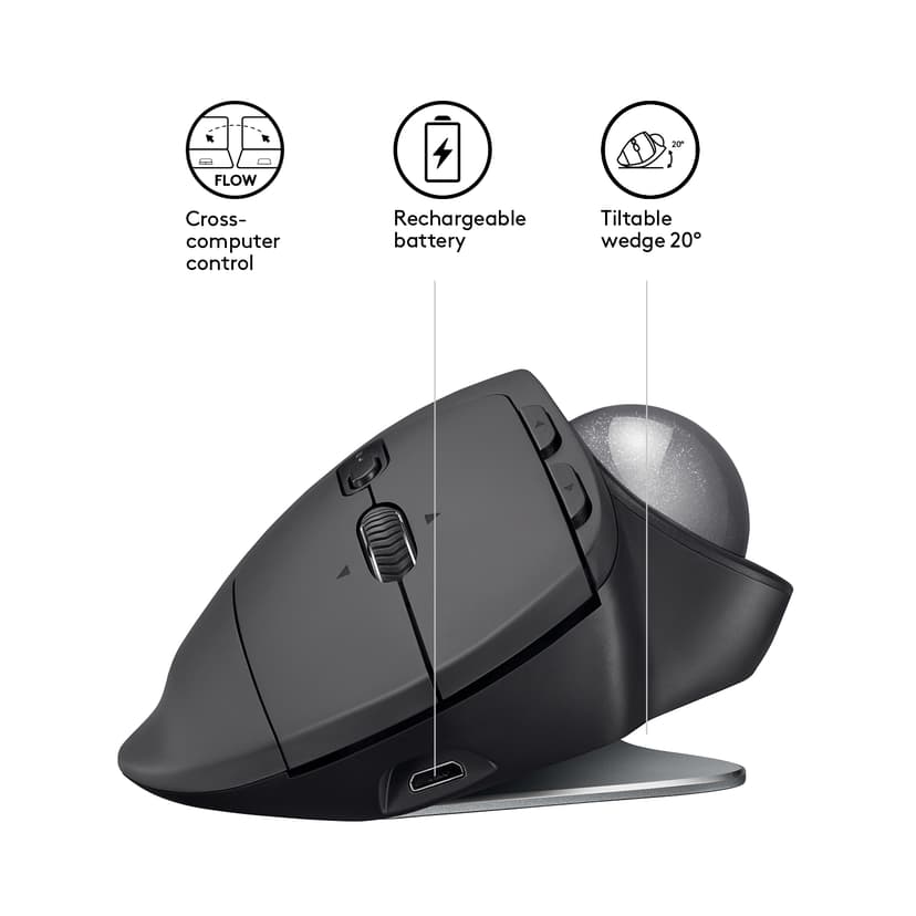Logitech Mx Ergo Trackball Wireless RF trådløs + Bluetooth (910-005179)