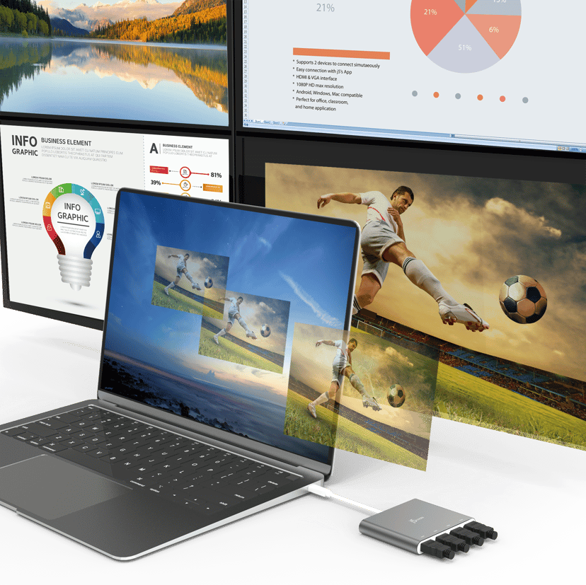 J5 Create JCA366-N USB-C to 4-Port HDMI Multi-Monitor Adapter (JCA366-N)