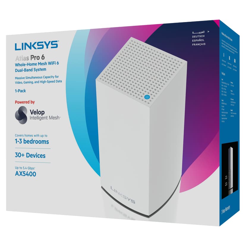 Linksys Atlas Pro 6 Dual-Band AX5400 Mesh WiFi 6 Router 1 kpl pakkaus ...
