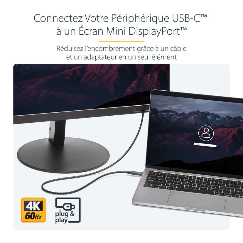 Startech USB-C to Mini DisplayPort Cable 1m USB C Mini DisplayPort Sort ...