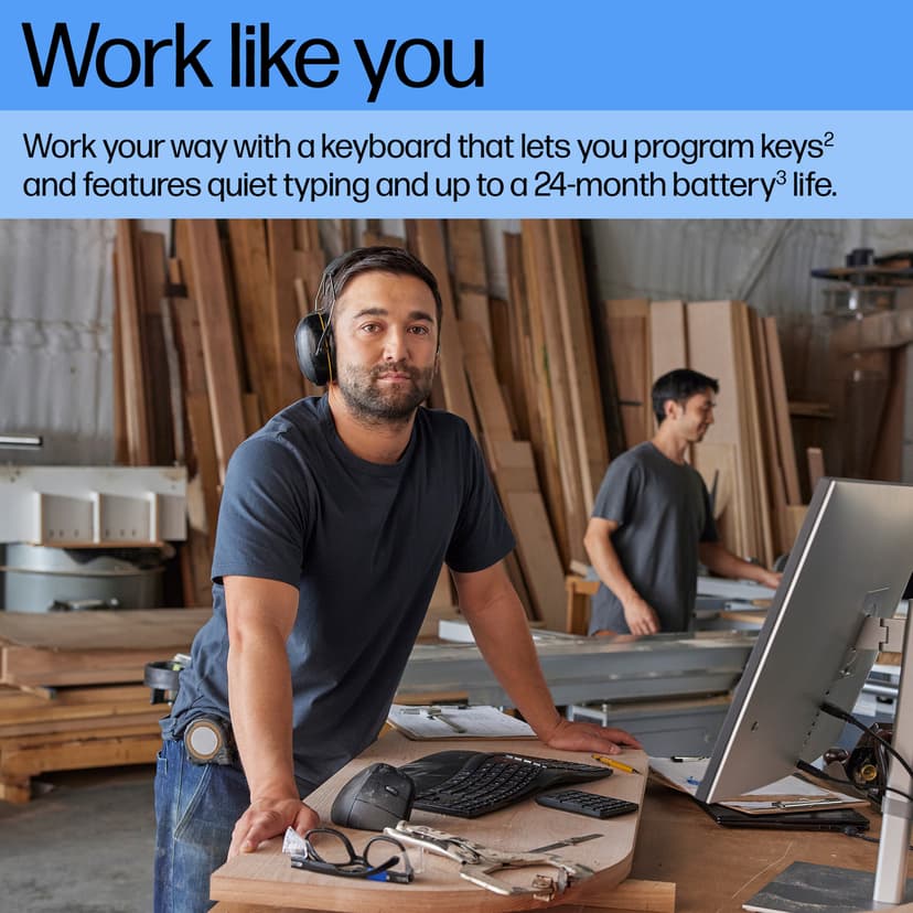 HP 965 Ergonomic Wireless Keyboard Trådløs Nordisk (7E756AA#UUW)