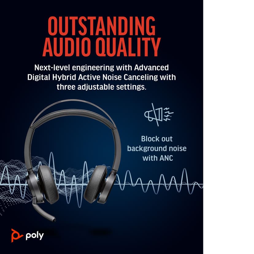 HP Poly Voyager Focus 2 ja latausteline Micro USB Microsoft Teams Musta ...