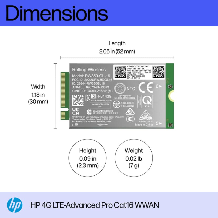 HP 4G LTE-Advanced Pro Cat16 WWAN (B8BD2AA)