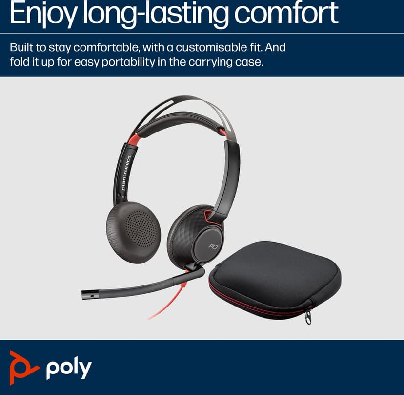 HP Poly Blackwire 5220 stereo USB-C-hodesett +3,5 mm plugg + USB-C/A ...