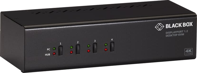 Black Box KVM SWITCH 4-PORT DUAL-MONITOR DP 4K 60HZ USB 3.0 HUB AUDIO ...