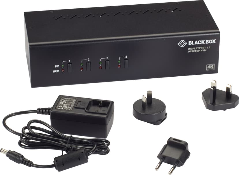 Black Box KVM SWITCH 4-PORT DUAL-MONITOR DP 4K 60HZ USB 3.0 HUB AUDIO ...