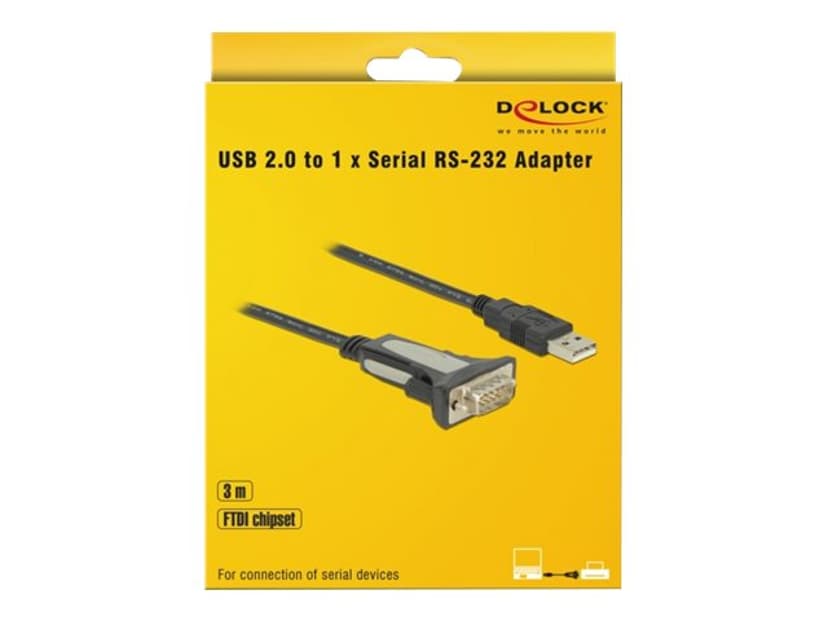Delock Adapter Usb-a To Serial Rs-232 Db9 3m (65962)