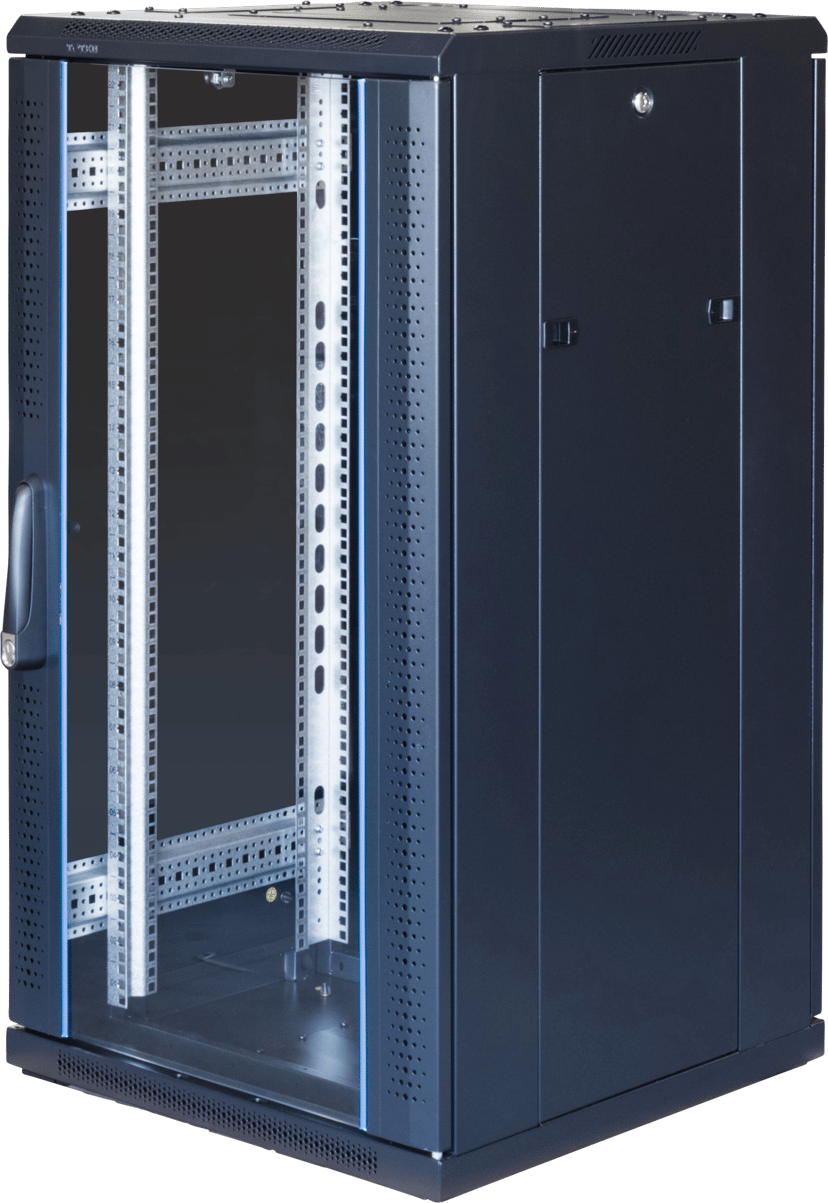 Toten G6 19" Rackskap 22U 600x600 Glass/Perforert Dør | Dustinhome.no