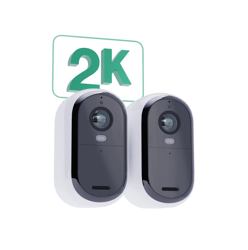 Arlo Essential 2 2K Utomhus Kamera Vit 2-Pack (VMC3250-100EUS) | Dustin.se