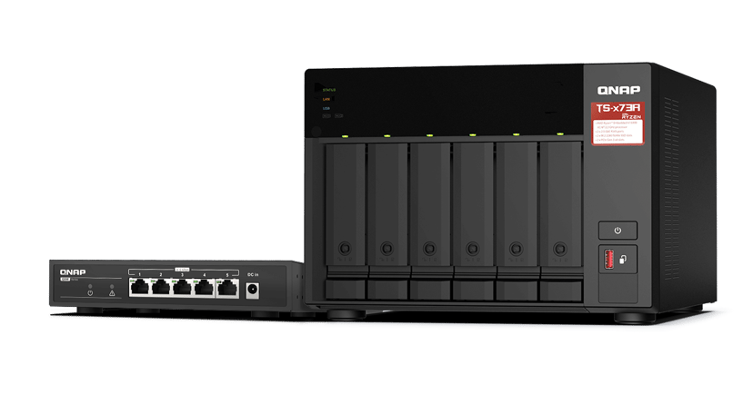 QNAP TS-673A 6-Bay Desktop NAS + 5-Port 2.5G Switch (TS-673A-SW5T ...