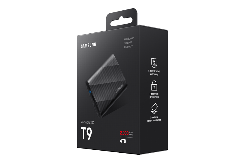 Samsung Portable SSD T9 4TB USB Type-C Sort (MU-PG4T0B/EU) | Dustin.dk
