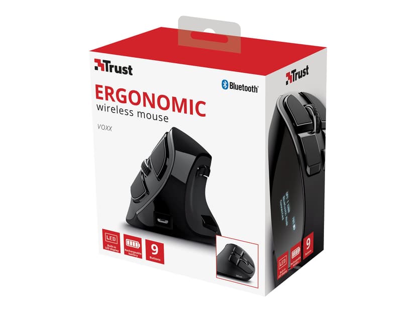 Trust Voxx ergonomisk mus Trådlös RF + Bluetooth (23731) | Dustin.se
