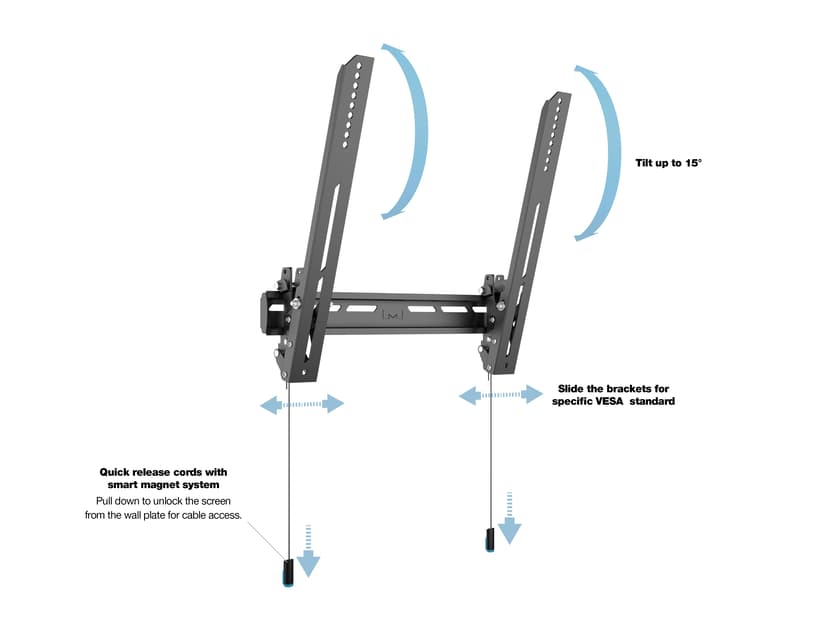 Multibrackets M Universal Wallmount Tilt Air Medium Black (7350073730988) | Dustin.se