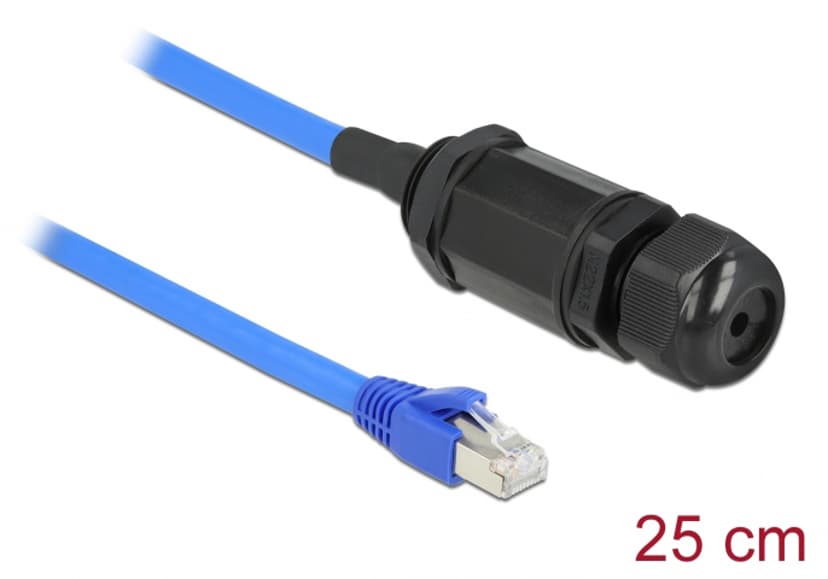 Delock Vattentät RJ45-koppling IP68 Cat6 0.25m Blå, Svart (66808 ...