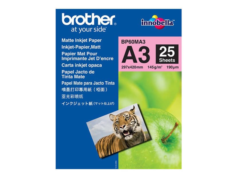 Brother Papper Foto Matt A3 25 Ark 145g (BP60MA3) | Dustin.se