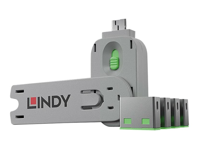 Lindy Port Blocker USB Grön 4 Lås en Nyckel (40451) | Dustin.se