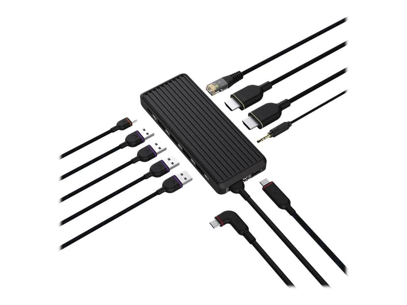 Unisynk 10 Port Dual Screen Hub 4K 100W Black USB-C 3.1 Dokkingstasjon ...