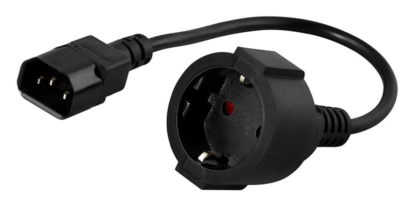 Prokord Strömkabel 0.2m C14 coupler CEE7/4 Svart (DPC-UPS02) | Dustin.se