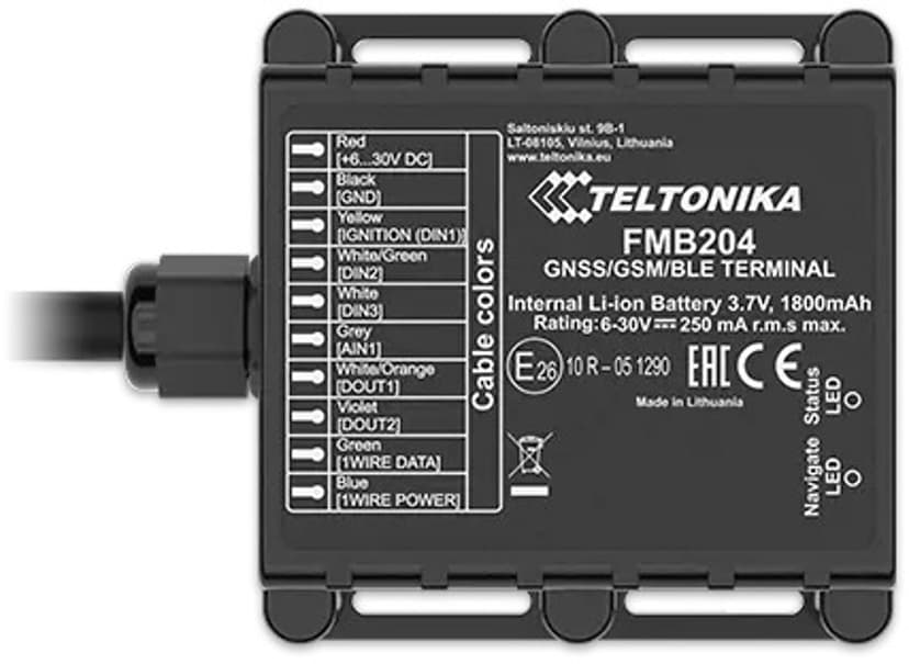 Teltonika FMB204 GNSS/GSM Tracker (FMB204BD9L01) | Dustinhome.dk