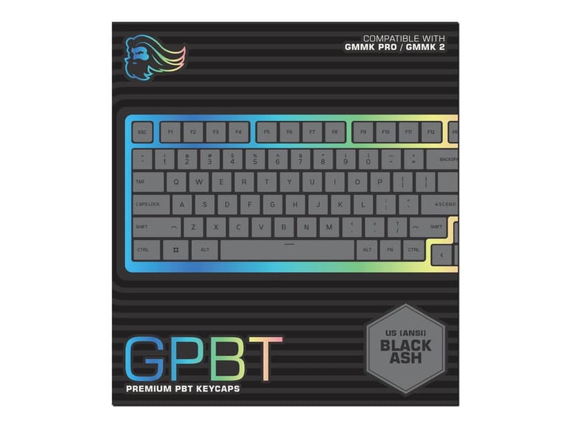 Glorious GPBT Keycaps ISO Nordic-Layout Black Ash Keycap set | Dustin.se