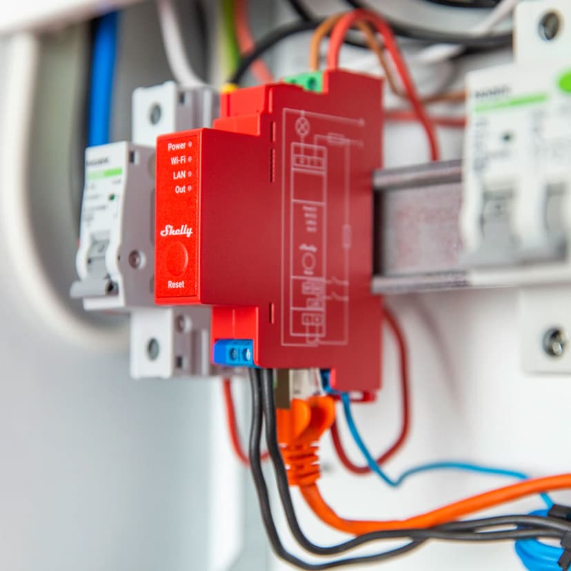 Shelly Pro 1PM DIN WiFi 1-Ch 16A Power Metering Red | Dustin.dk