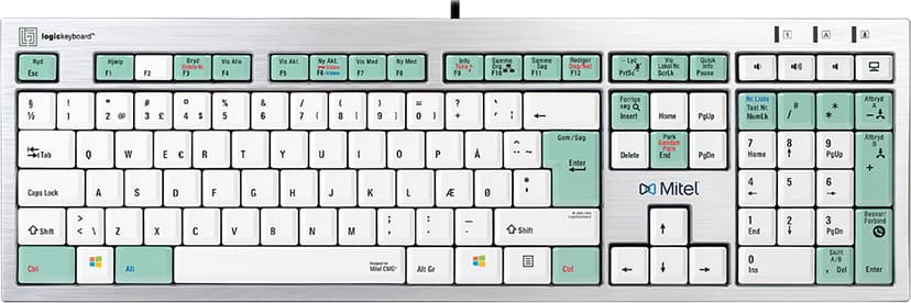 Logickeyboard Trio Telecom Keyboard Danish Layout Kabling Dansk | Dustin.dk