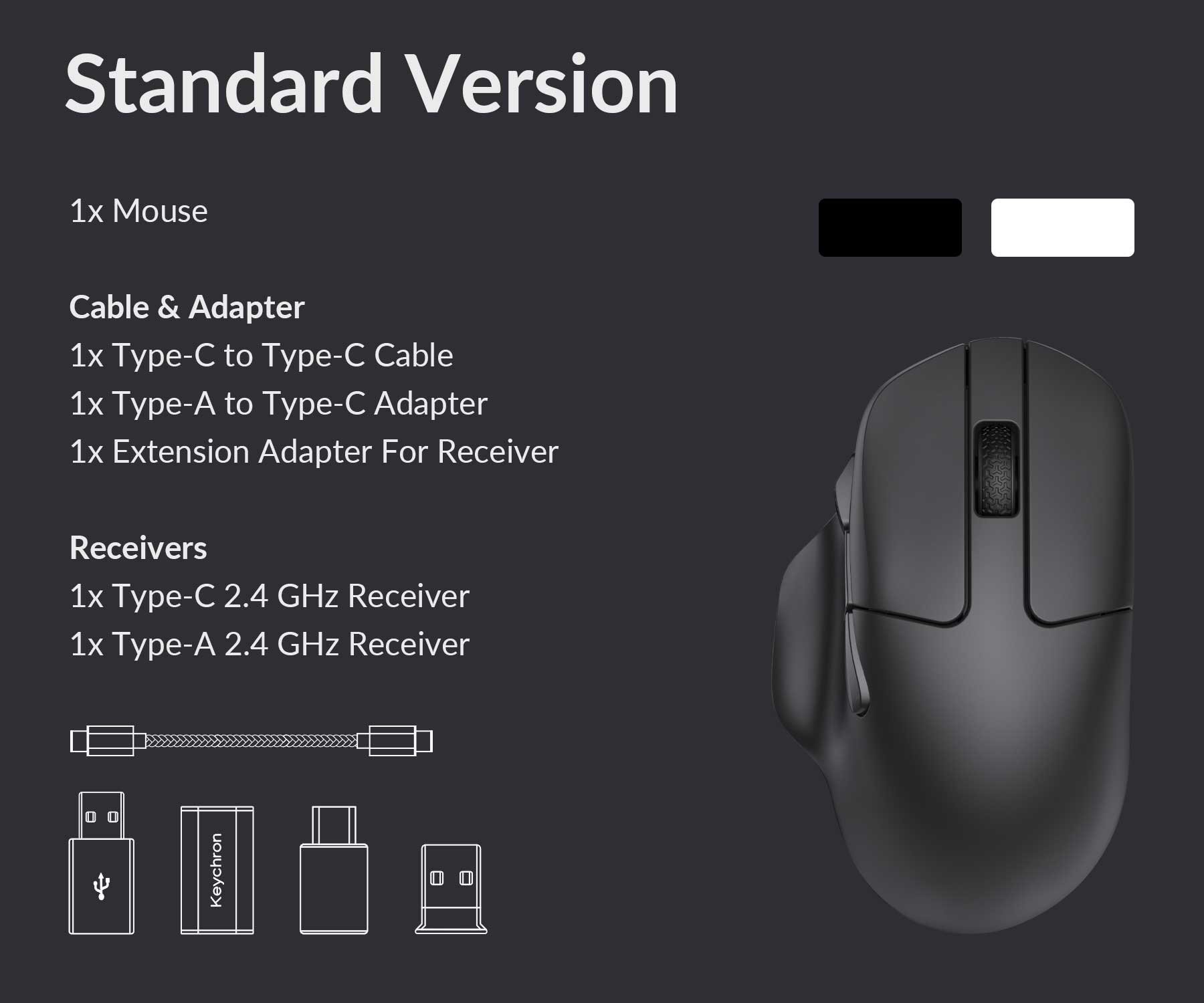 Keychron M7 Wireless Mouse Black RF Wireless + Bluetooth + USB Type-C ...
